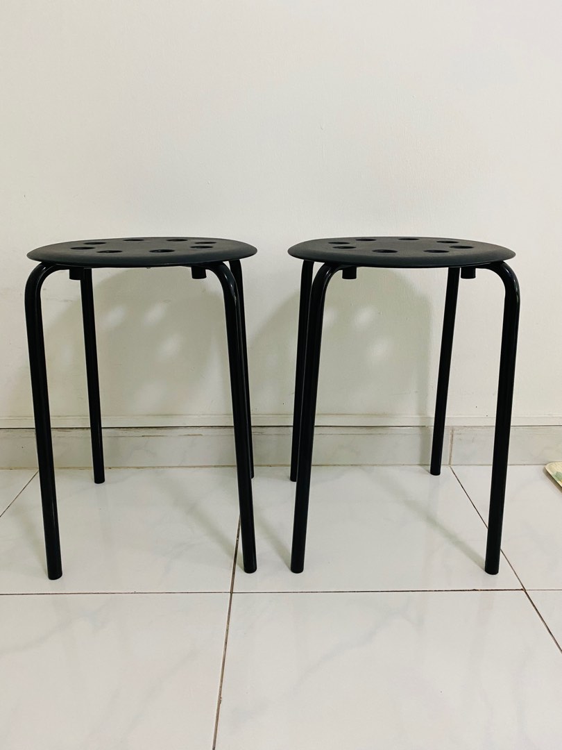 Ikea black steel Stools, Furniture & Home Living, Furniture, Chairs on ...