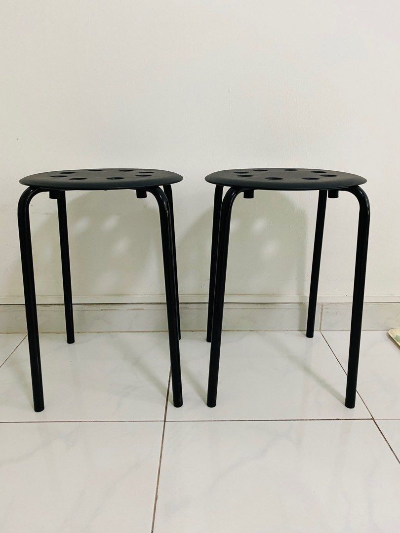Ikea black steel Stools, Furniture & Home Living, Furniture, Chairs on ...