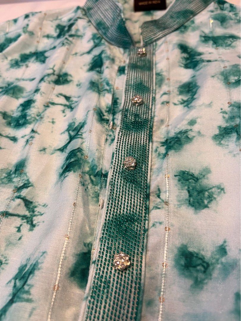 Kurta sherwani men, green kurta with sequins, full set, eid, hari raya ...