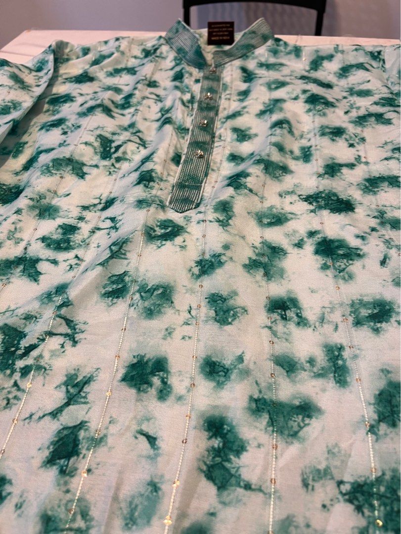 Kurta sherwani men, green kurta with sequins, full set, eid, hari raya ...