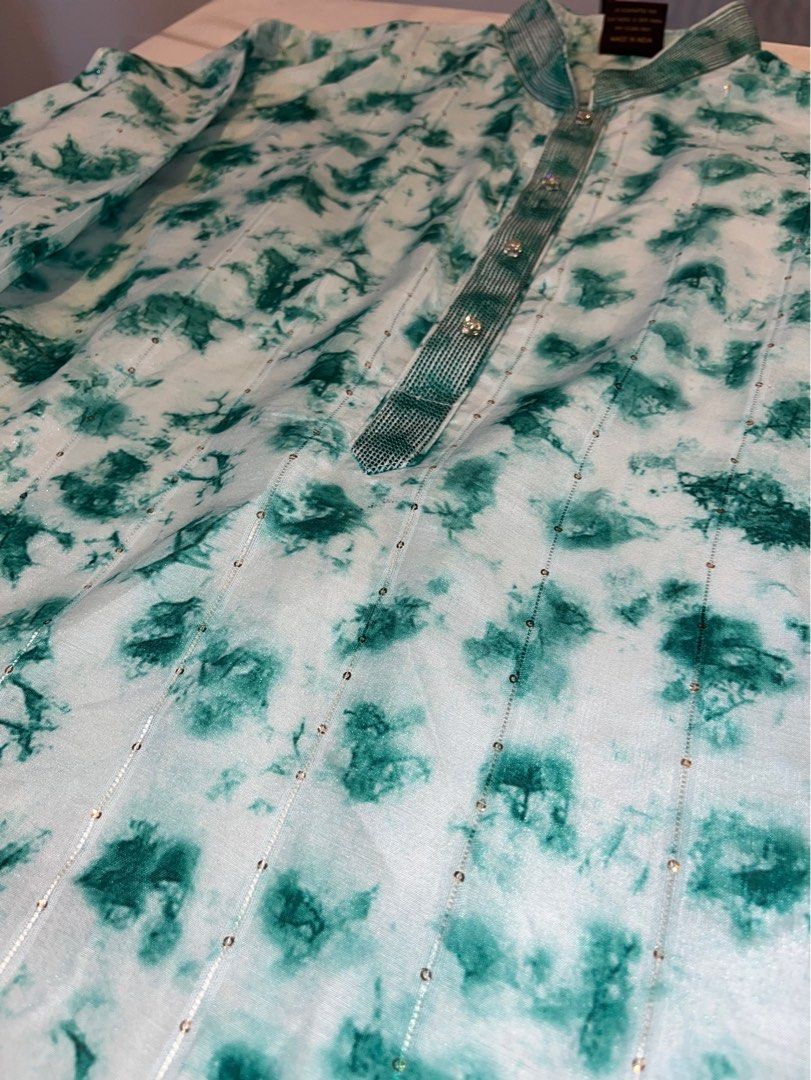 Kurta sherwani men, green kurta with sequins, full set, eid, hari raya ...