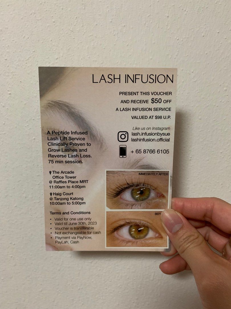 Lash Infusion Voucher, Beauty & Personal Care, Face, Face Care on Carousell