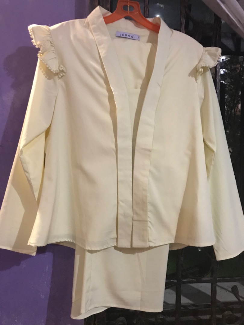 Light yellow Hari Raya outfit set, Women's Fashion, Dresses & Sets ...