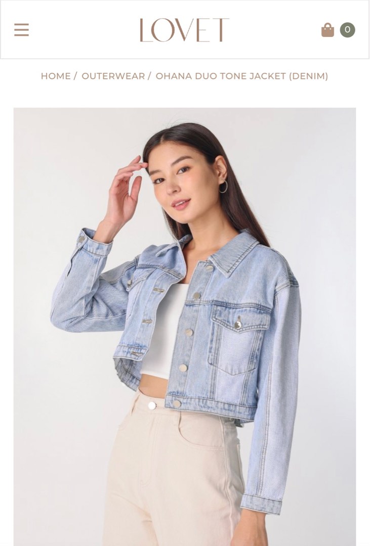 [LOVET] Ohana Duo Tone Jacket (Denim) in XXS, Women's Fashion, Coats, Jackets and Outerwear on ...