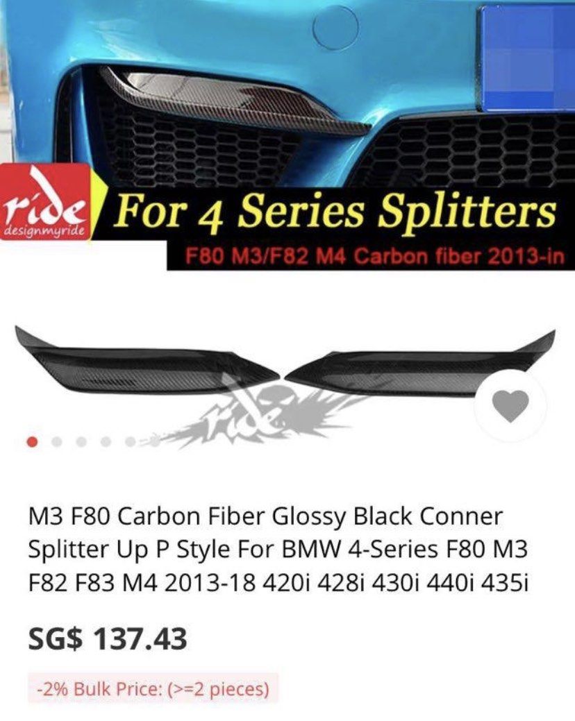 M3/M4 Carbon Front Splitter Set, Car Accessories, Accessories on Carousell