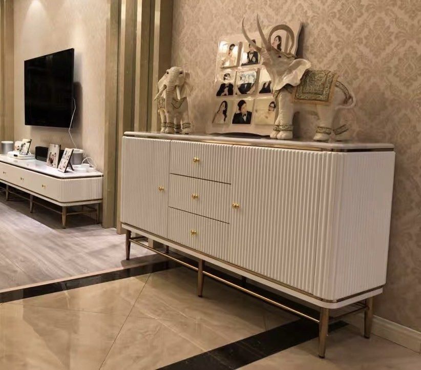Marble sideboard with fluted sides, Furniture & Home Living, Furniture ...