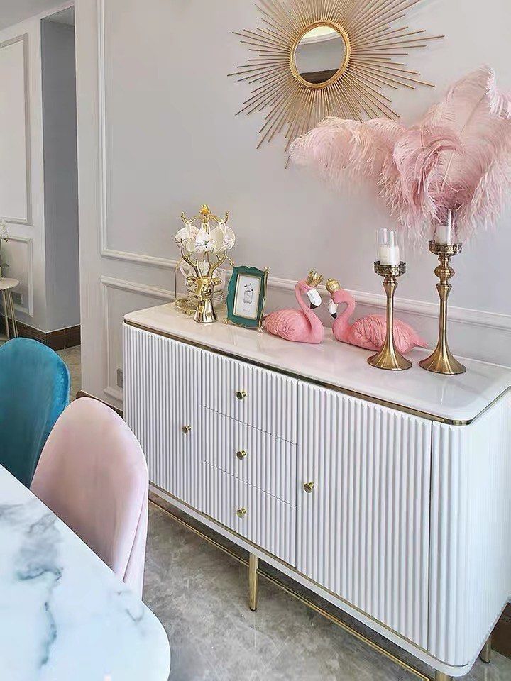 Marble sideboard with fluted sides, Furniture & Home Living, Furniture ...