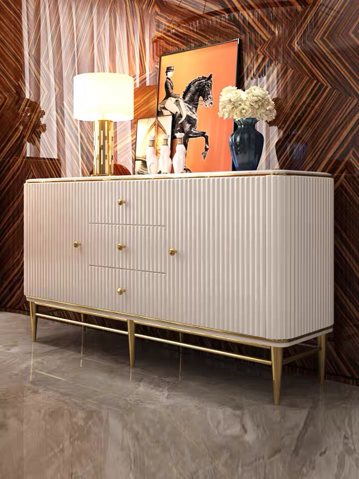 Marble sideboard with fluted sides, Furniture & Home Living, Furniture ...