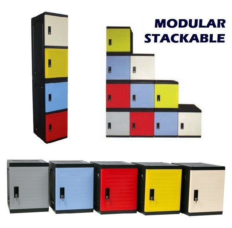 Modular Stackable Lockable Plastic Storage Cube, Furniture & Home ...