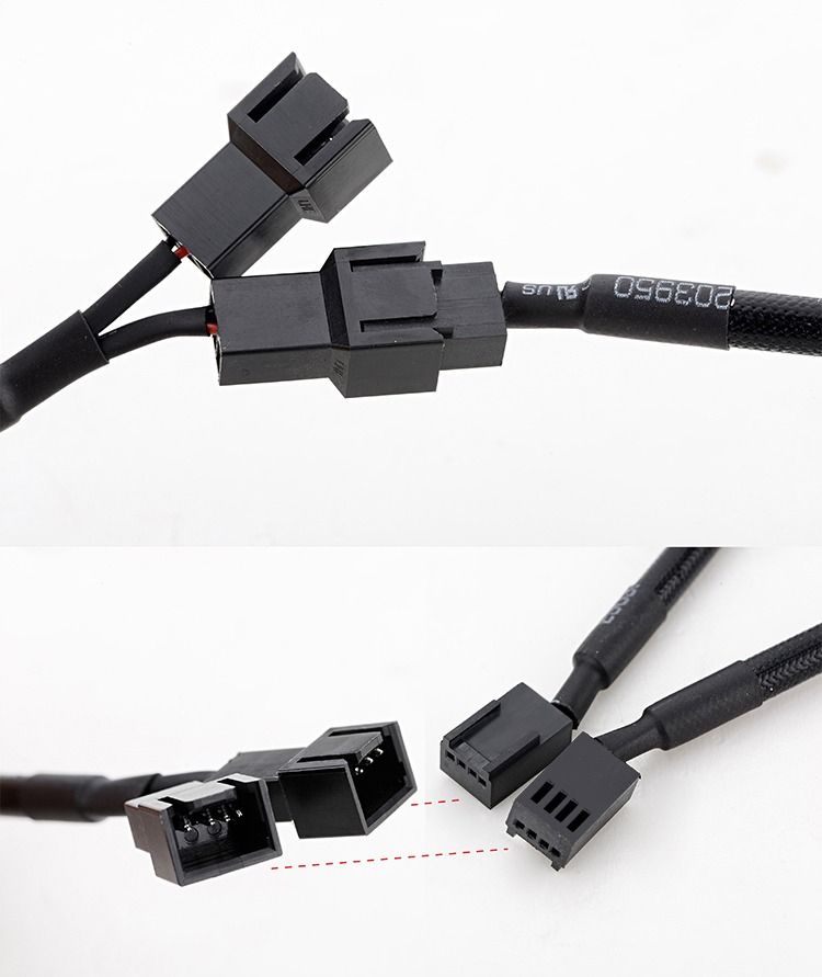 Motherboard fan 4 PIN one point to two splitter cable computer fan line ...