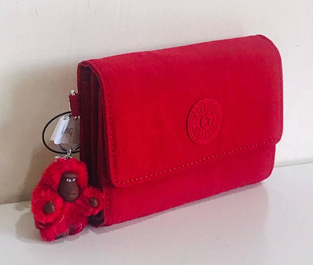 NEW! KIPLING PIXI MEDIUM ORGANIZER WALLET PURSE - CHERRY RED TONAL ...