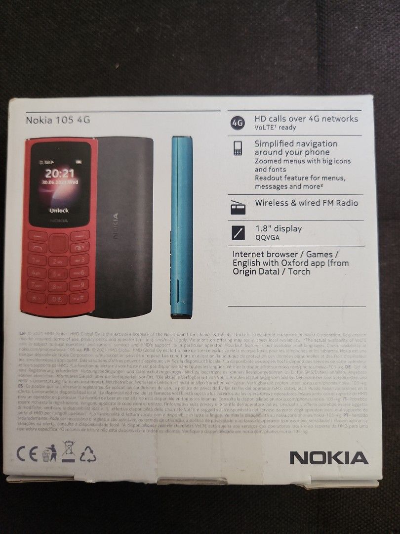 NOKIA 105 4G with FM Radio (Black), Mobile Phones & Gadgets, Mobile ...