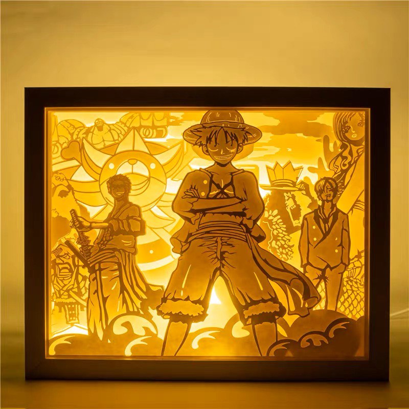 One Piece Night Lamp Paper Carving Light Night USB Light Frame Lamp ...