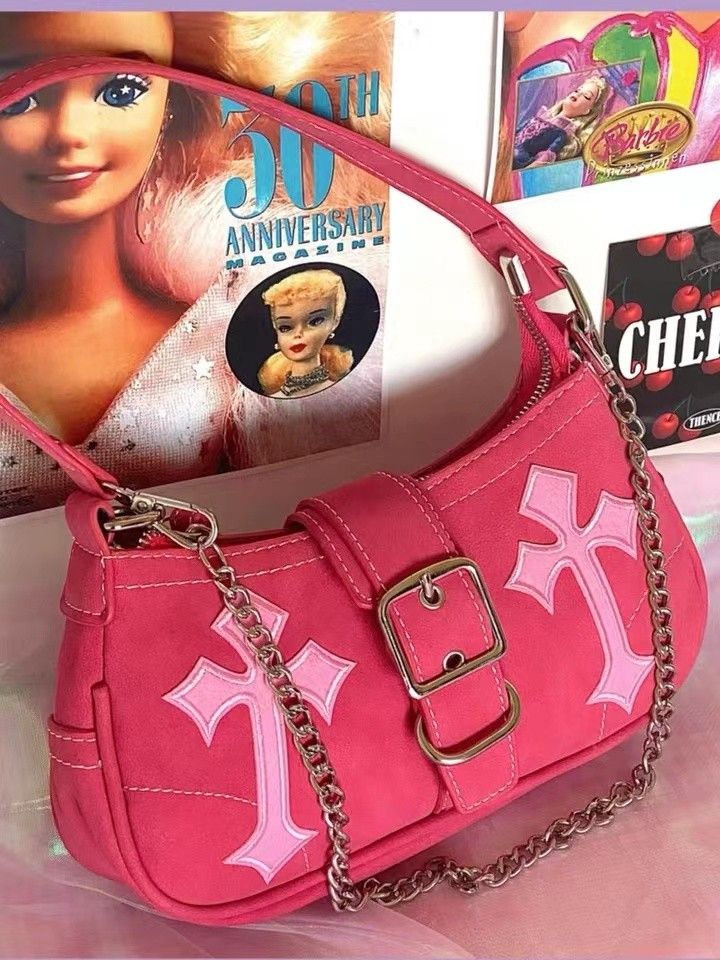 (PO)Old Skool Red Cross Y2k/alt hand/shoulder bag, Women's Fashion ...