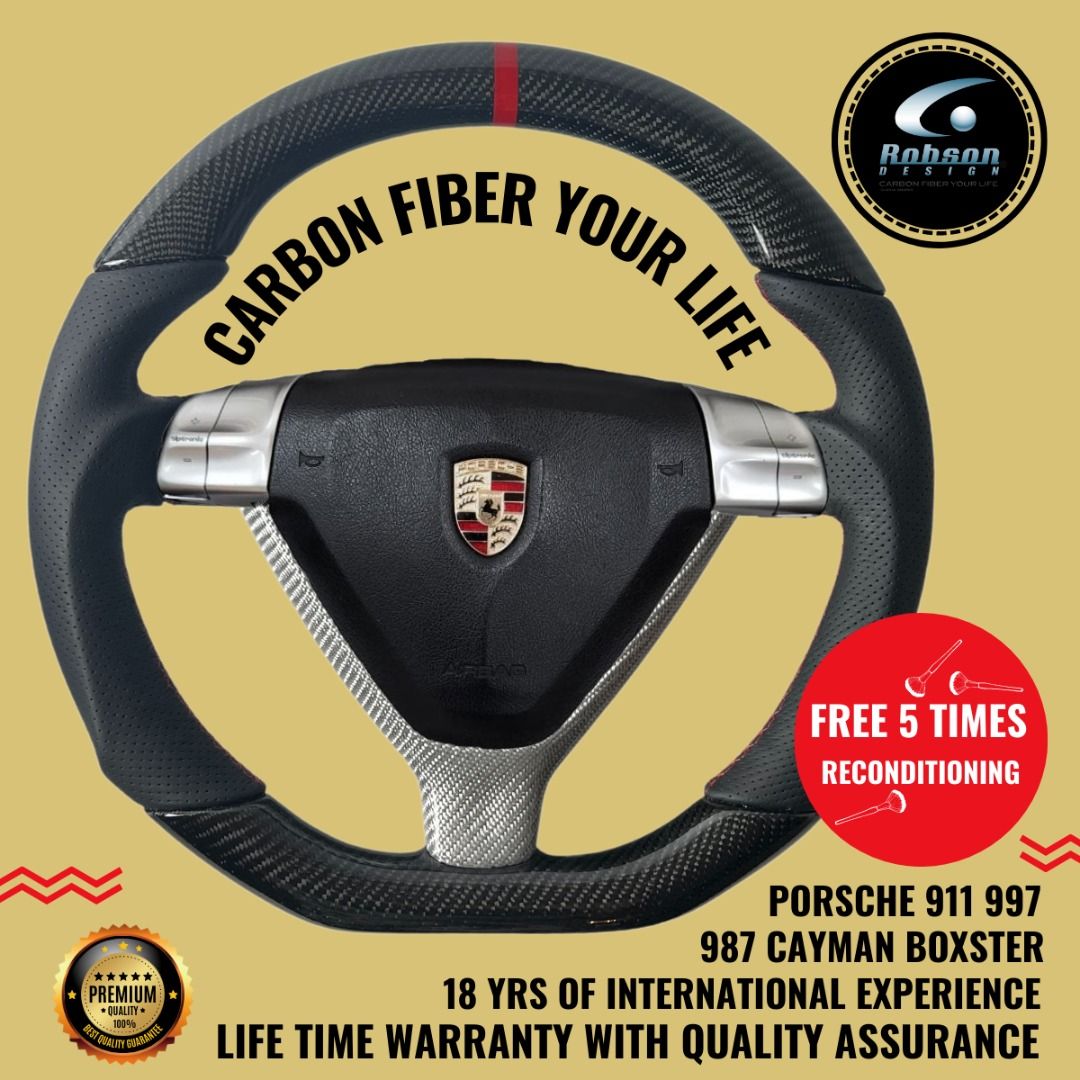 Porsche Steering wheel customized carbon fiber Robson Design carbon ...