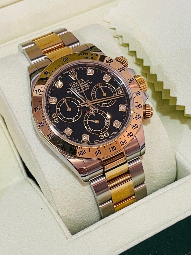 ROLEX Daytona 116523 Black Dial with 8 Pt Diamonds *Full Set*, Luxury ...