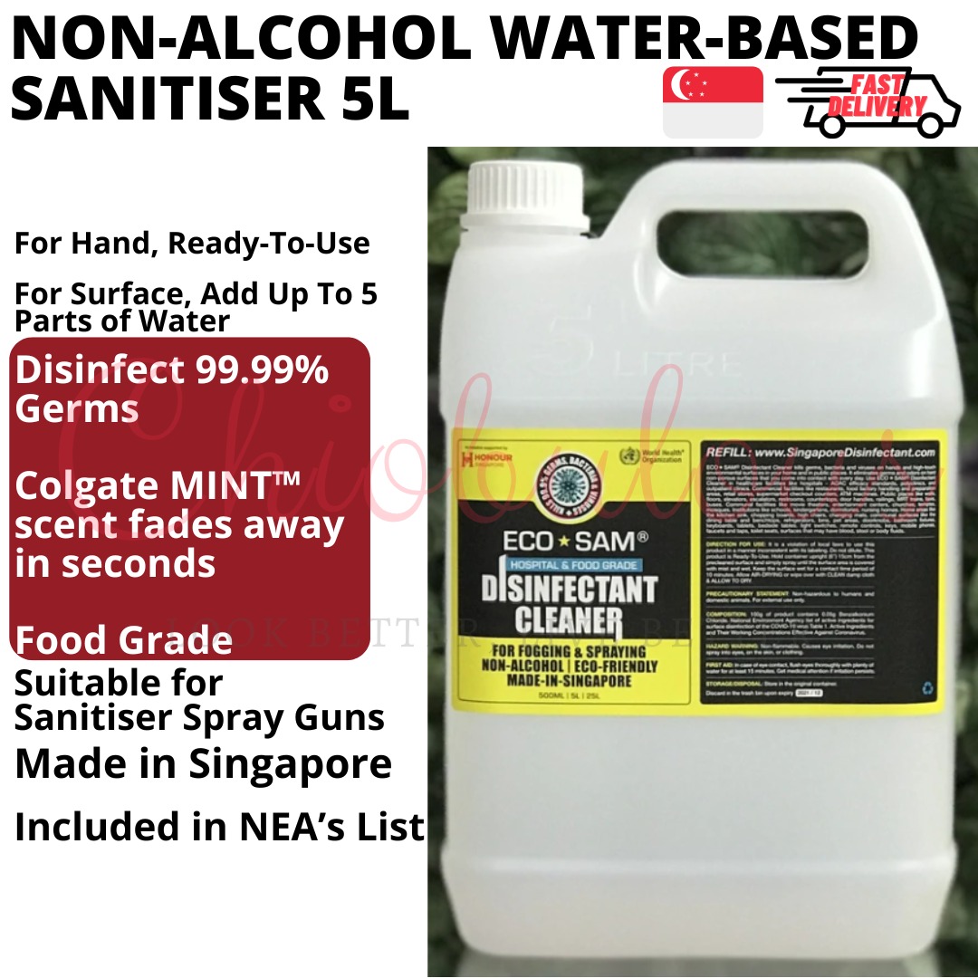 Sanitiser 5L EcoSam Water Based In NEA Listing Non Alcohol Sanitizer ...