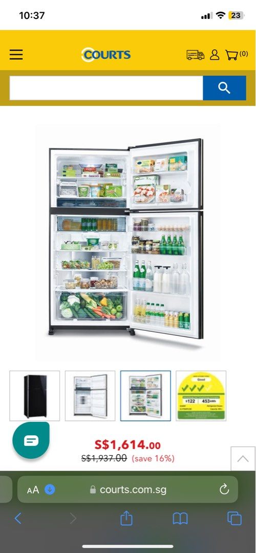 Sharp Fridge SJ-PG60P2-BK, TV & Home Appliances, Kitchen Appliances ...