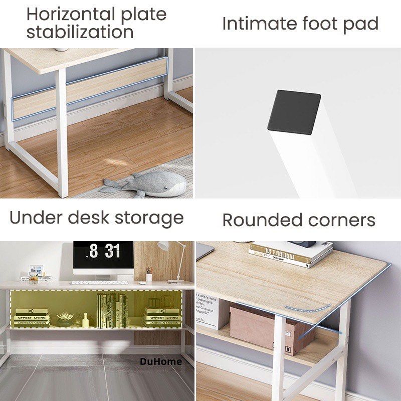 Simple Study Desk With Shelves Modern Study Table With Shelf Computer ...