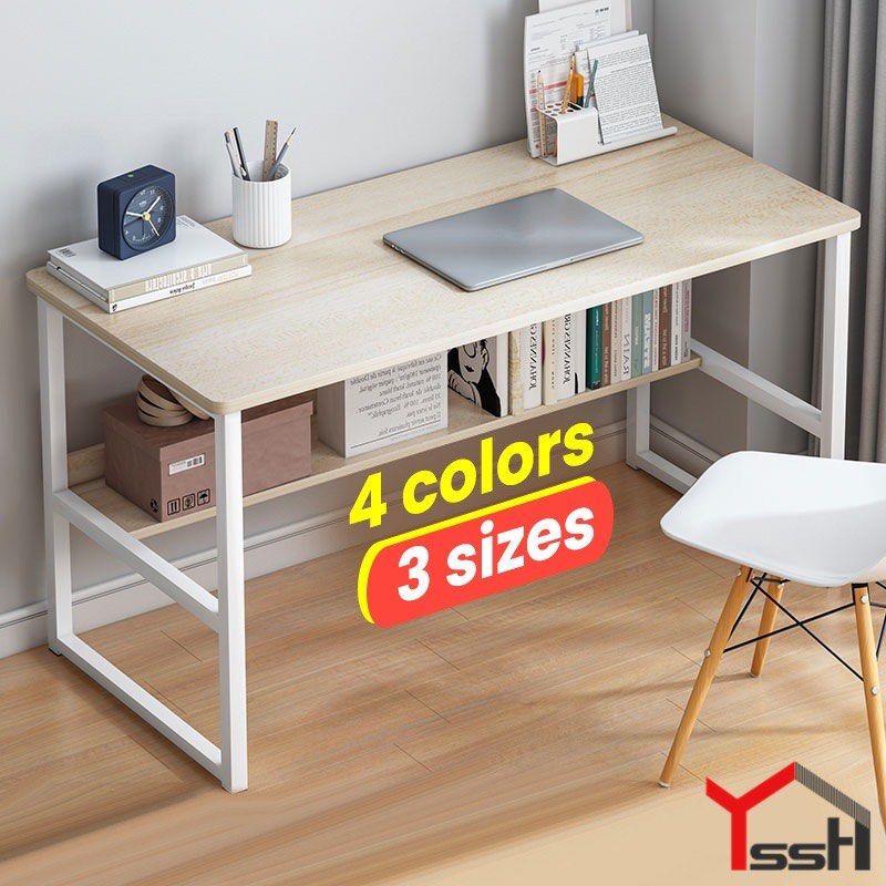 Simple Study Desk With Shelves Modern Study Table With Shelf Computer ...