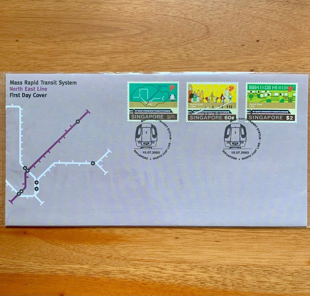 Singapore 2003 MRT North East Line stamp issue - map, train & control ...