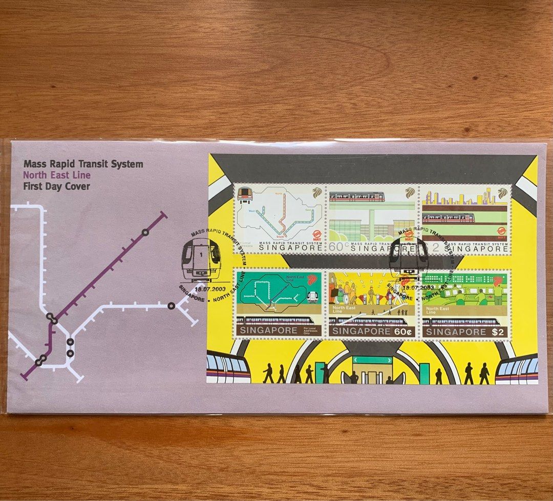 Singapore 2003 MRT train new North East Line stamp issue -Miniature ...