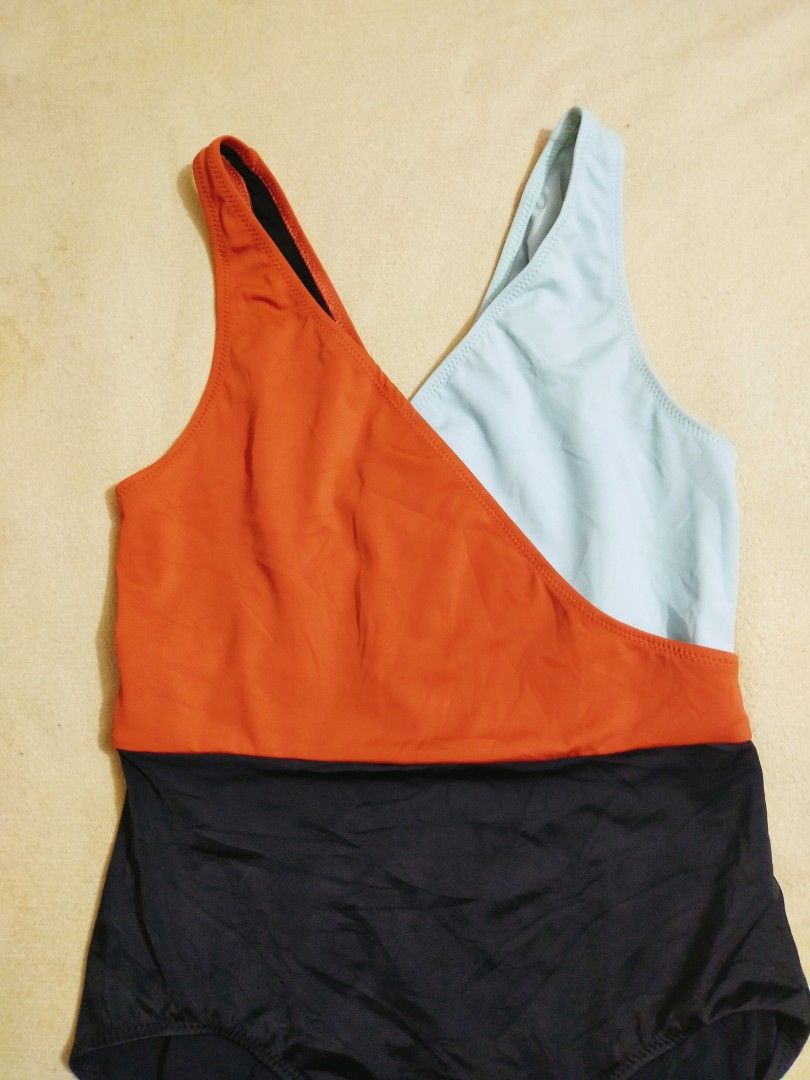 Solid And Striped One Piece Swimsuit Womens Fashion Swimwear