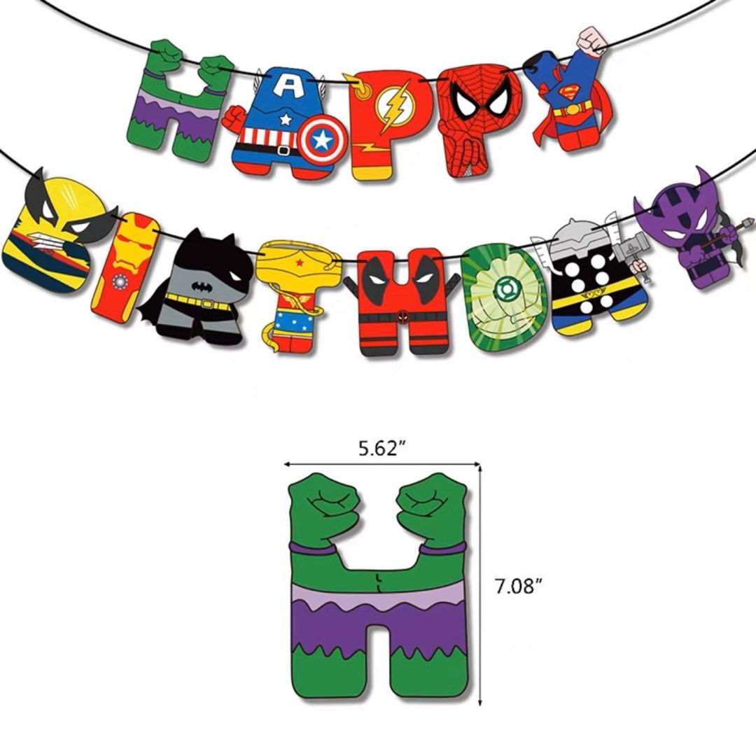 Superheroes Avengers party supplies - birthday banner cake toppers set ...