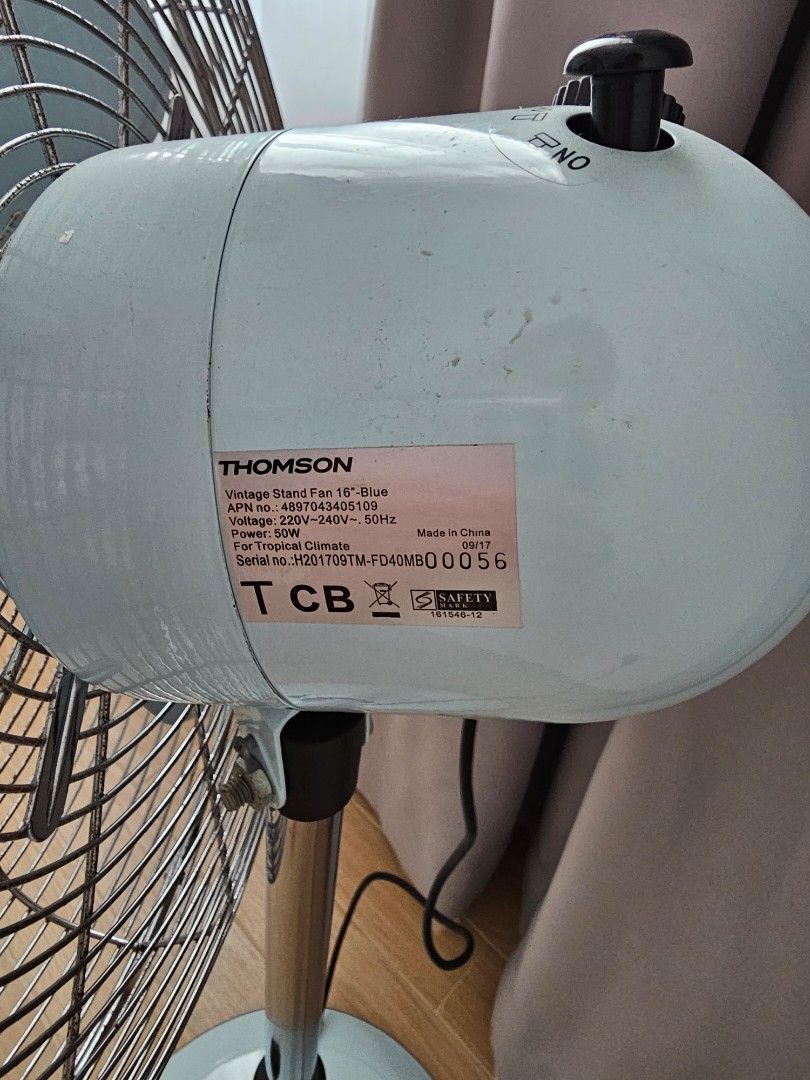 Thompson vintage stand fan light blue (non working), Furniture & Home ...