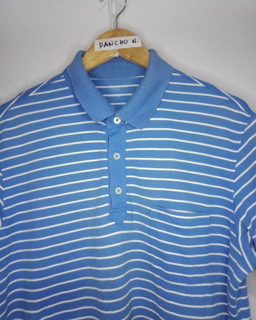 Uniqlo blue stripes poloshirt with pocket, Men's Fashion, Tops & Sets ...
