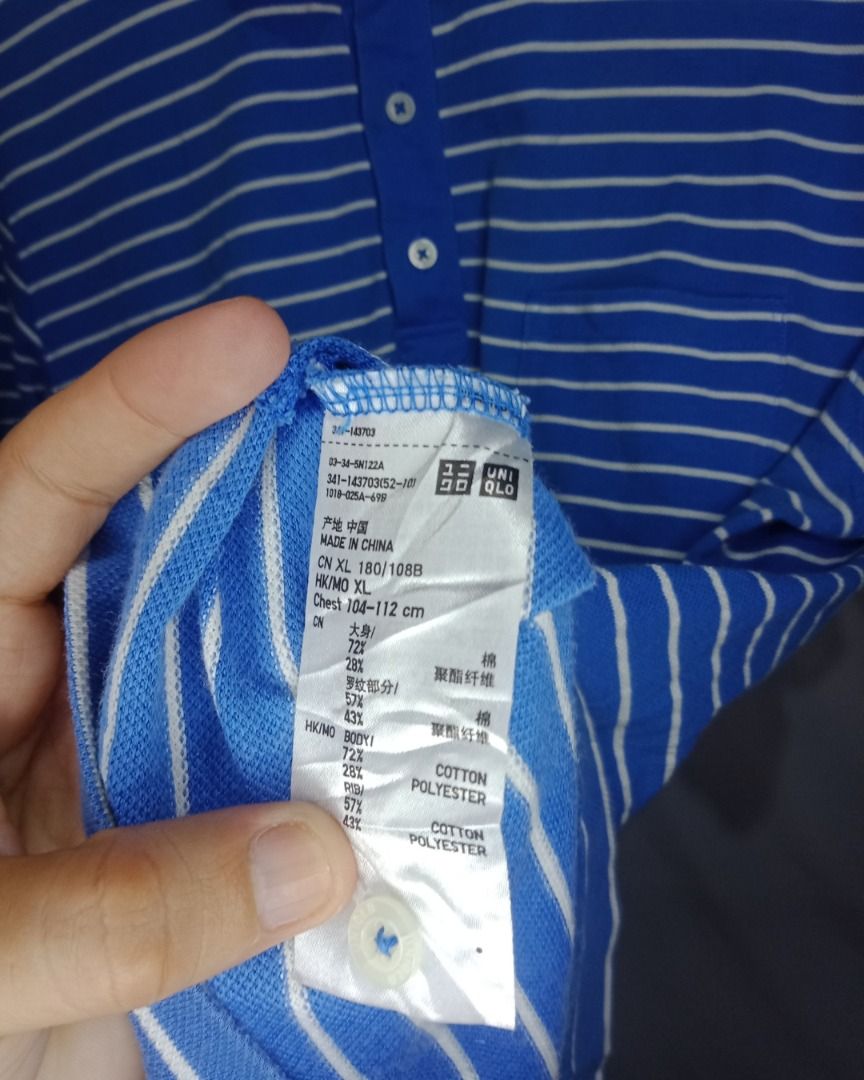 Uniqlo blue stripes poloshirt with pocket, Men's Fashion, Tops & Sets ...
