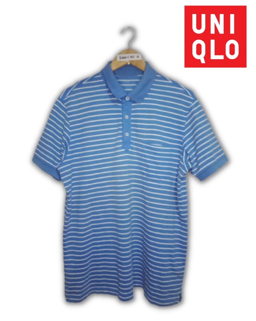 Uniqlo blue stripes poloshirt with pocket, Men's Fashion, Tops & Sets ...