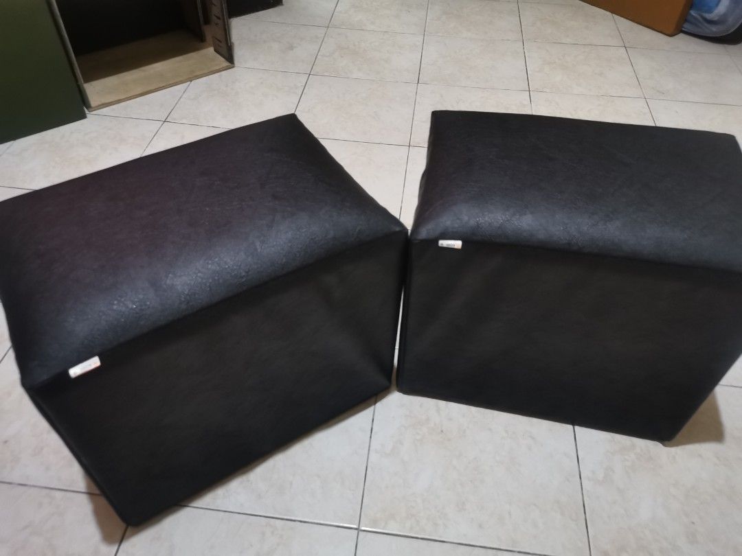 Uratex foam Rectangle black leather stools on Carousell