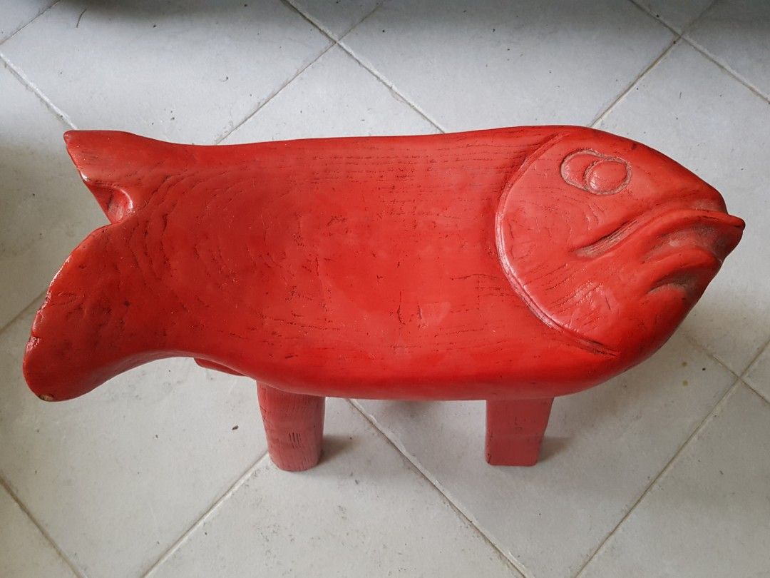 Vintage Chinese Lacquered Fish Stool, Furniture & Home Living ...