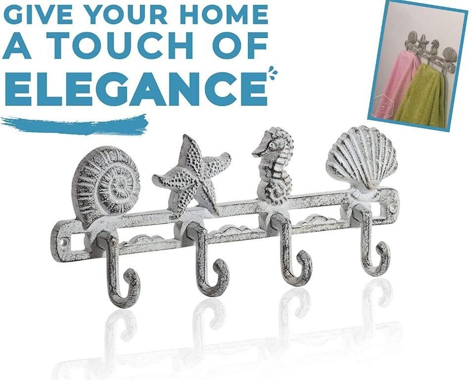 Vintage Seashell Coat Hook Hanger by Comfify Rustic Cast Iron Wall ...