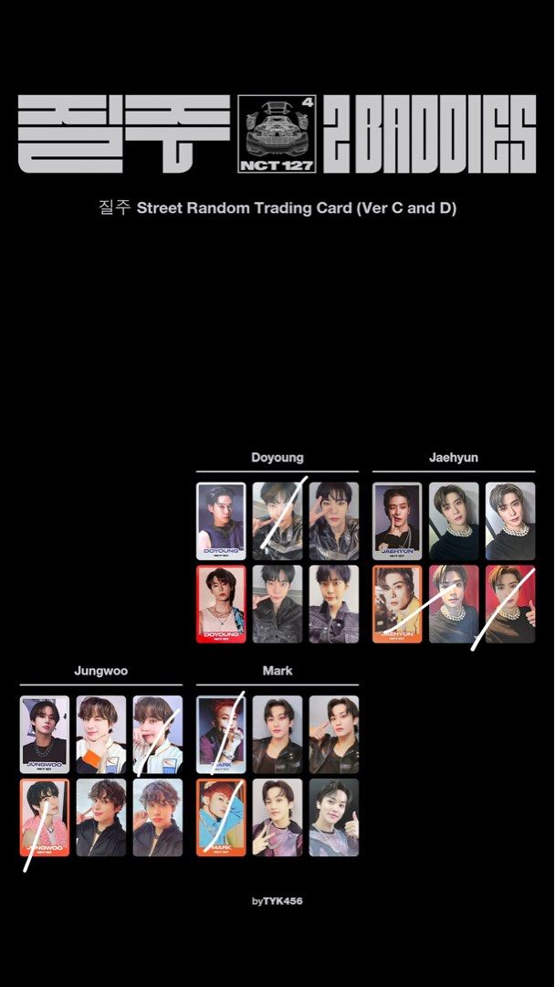 WTT NCT 127 2 baddies random trading card pack C D ver neocity the link+ fortune scratch set ...