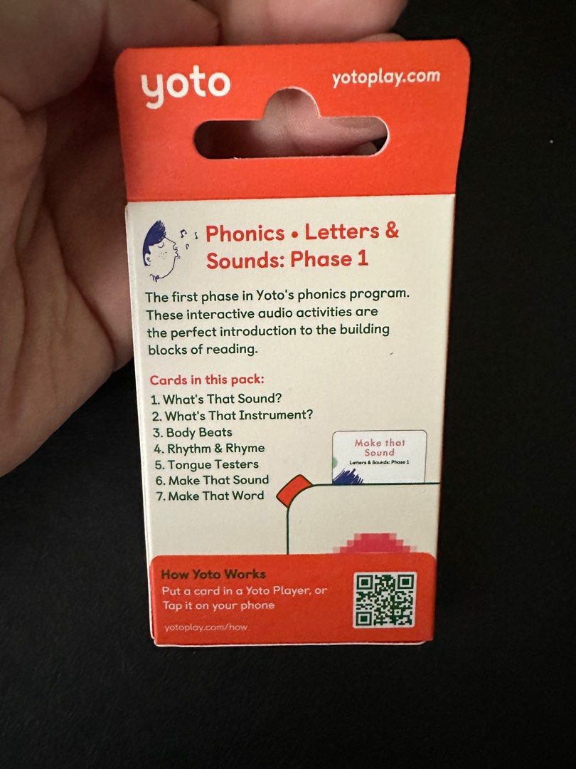 Yoto card UK Phonics Letters & Sound: Phase 1, Hobbies & Toys, Books ...