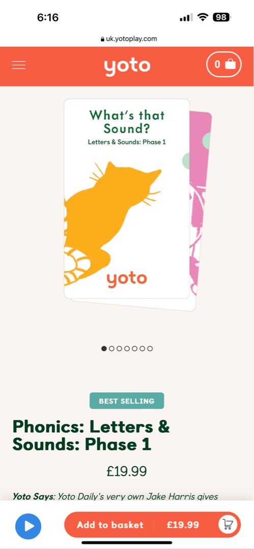 Yoto card UK Phonics Letters & Sound: Phase 1, Hobbies & Toys, Books ...