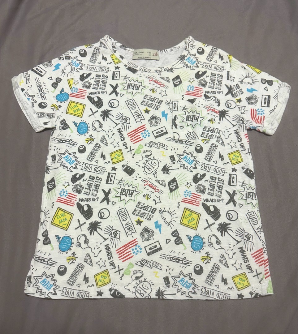 100%AUTH ZARA BOYS "WHAT'S UP" BOYS GRAPHIC / STATEMENT PRINT on Carousell