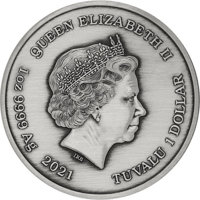 2021 Gods of Olympus Poseidon - 1 oz Silver Antiqued Coin Tuvalu ...