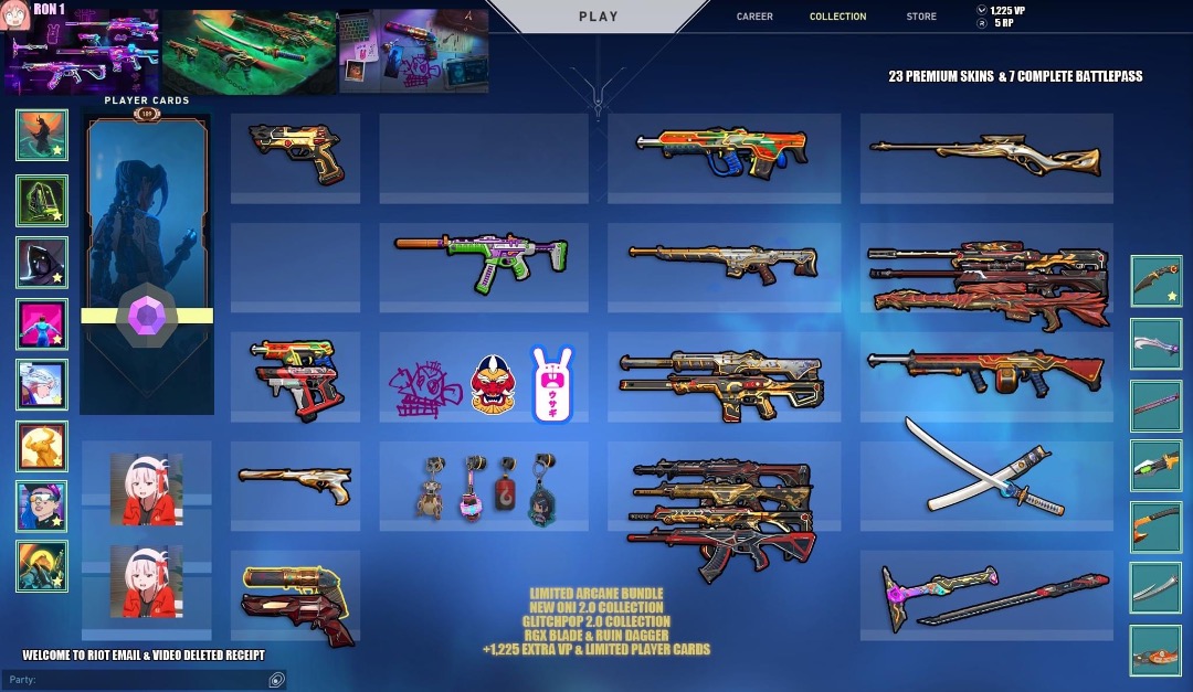 23 Prems + Arcane & Oni bundle 2.0 / Valorant Account, Video Gaming ...