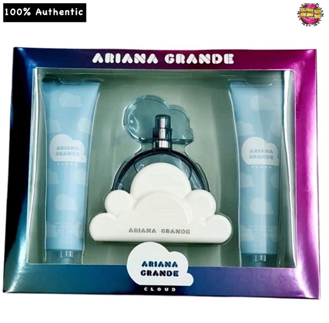 Ariana Grande Cloud EDP 3PCS Gift Set (100ml Spray + 100ml Body Cream + 100ml Bath & Shower Gel ...