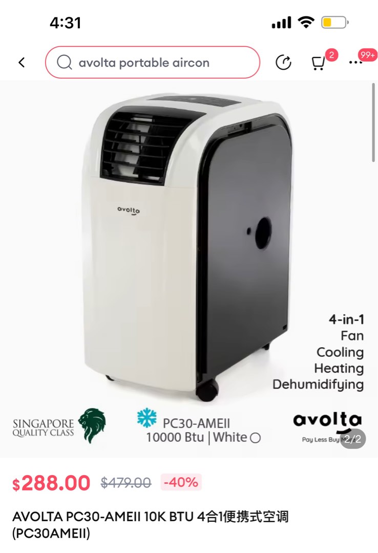 Avolta Portable Aircon, TV & Home Appliances, Air Conditioners ...