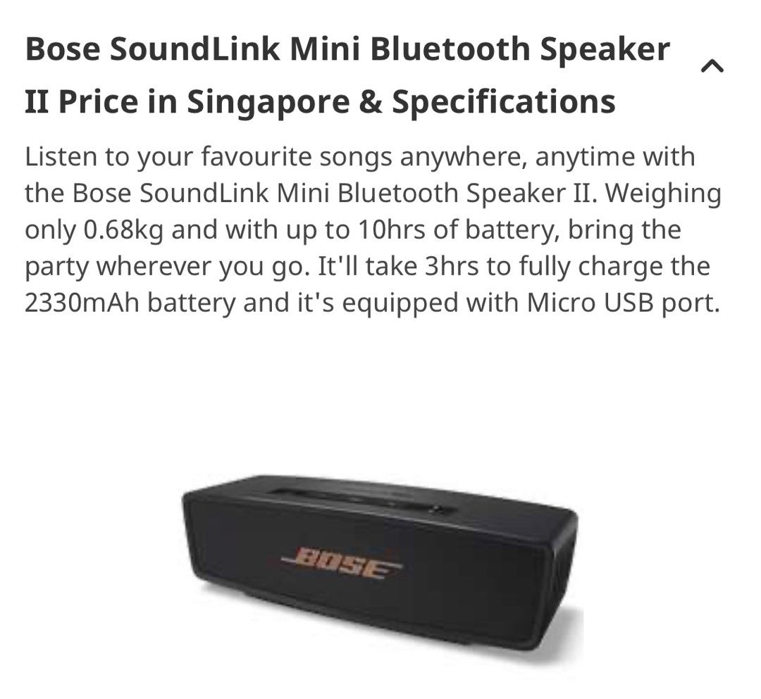 Bose Soundlink II mini limited edition portable speaker, Audio ...