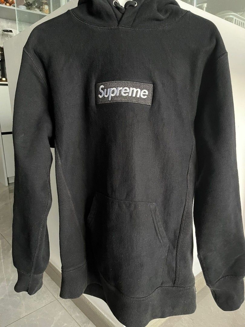 Box logo black, Men's Fashion, Tops & Sets, Hoodies on Carousell