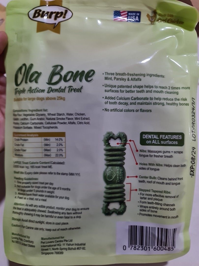 Brand New Burp Ola Bone dental chew for large dog abv 25 kg, Pet ...