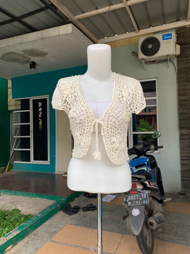 Cardigan Putih #6 ‼️RAJUT IMPORT PREMIUM‼️, Fesyen Wanita, Pakaian ...