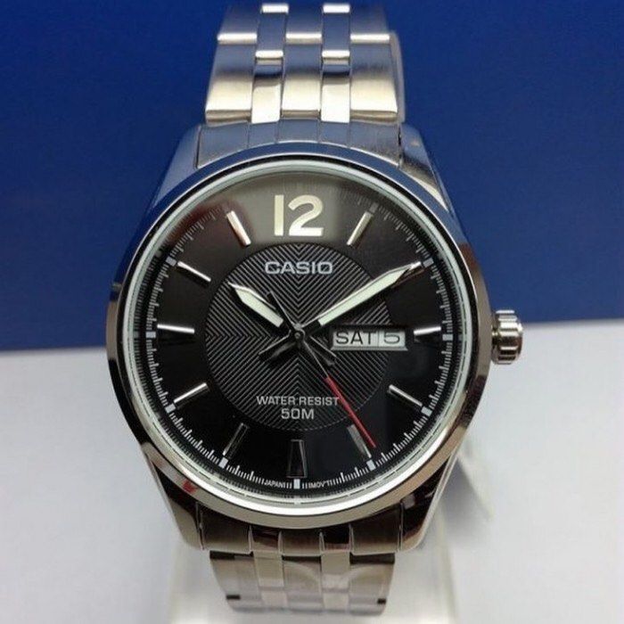 Casio Silver Stainless steel watch black dial jam tangan, Men's Fashion ...