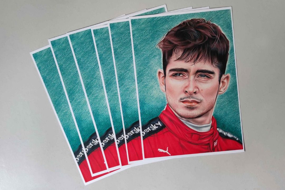 Charles Leclerc - 2021 Scuderia Ferrari F1 Team A4 Portrait Print (Colored Pencil Drawing ...
