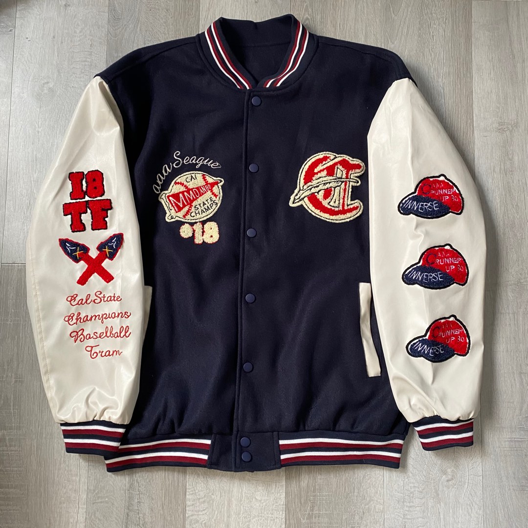 Dark Blue Letterman Varsity Jacket, Men's Fashion, Coats, Jackets and ...